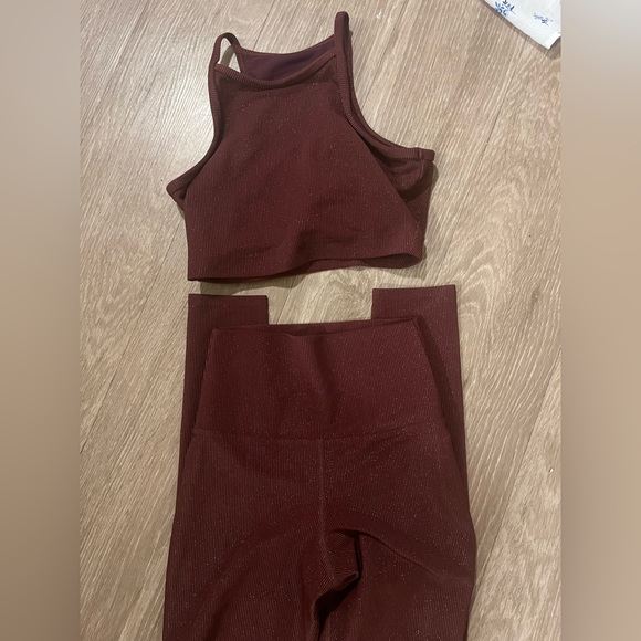 Beach Riot | Tops | Sparkly Maroon Beach Riot Active Set | Poshmark